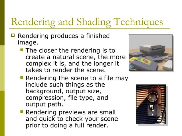 Basic rendering techniques | PPT | 3-D Graphics | Computer Software and Applications
