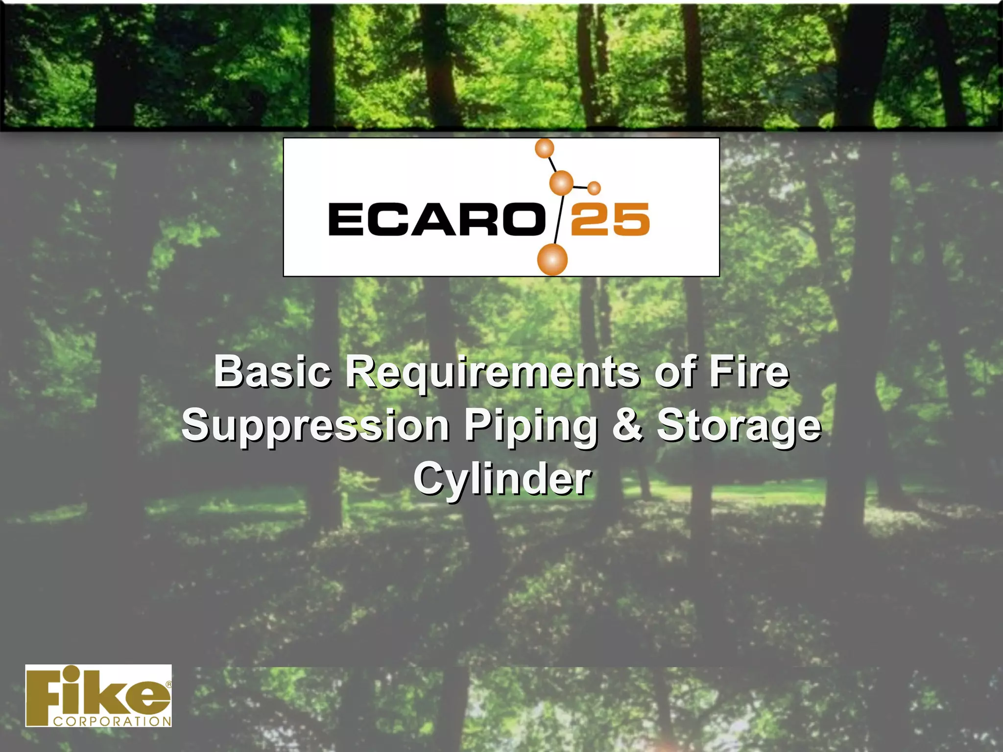 Basic requirement for fire suppression piping - ECARO-25 | PPT