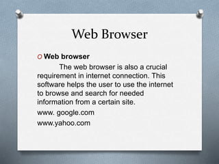 Basic requirements for internet connection | PPTX