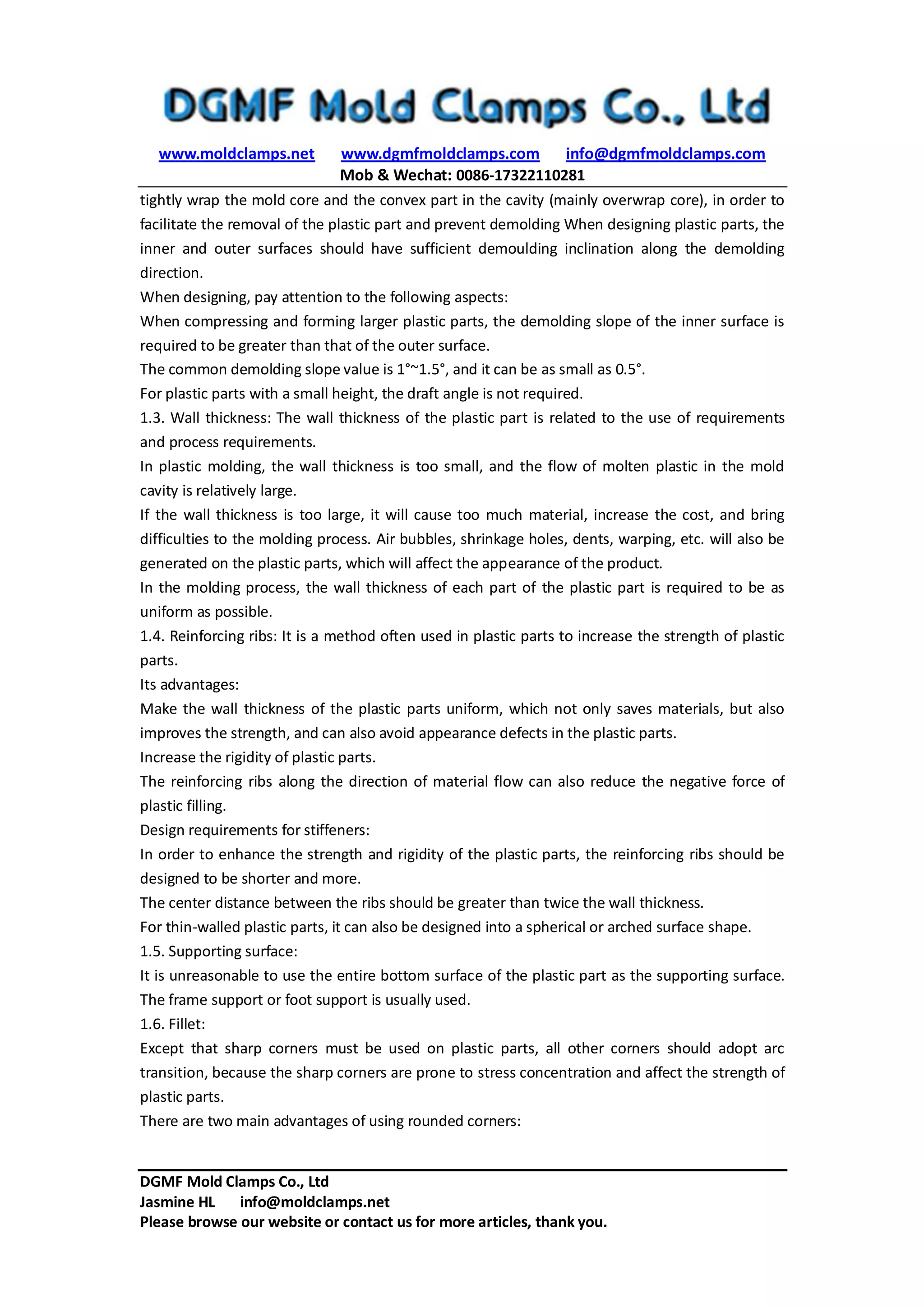 Basic requirements for plastic injection molded part design | PDF