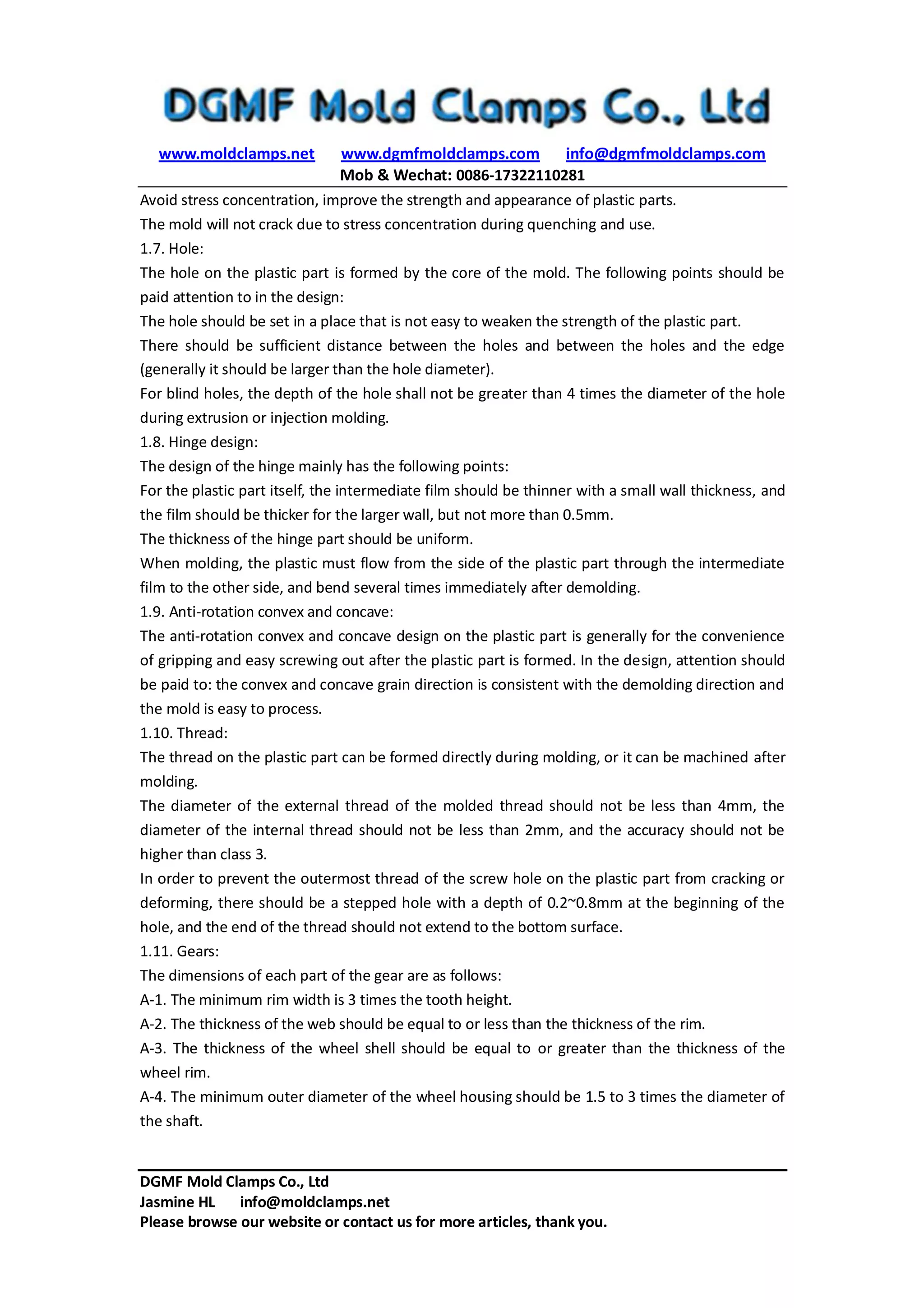 Basic requirements for plastic injection molded part design | PDF