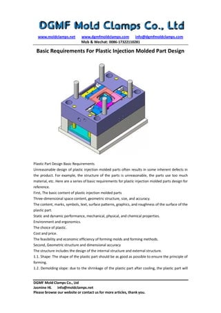 Basic requirements for plastic injection molded part design | PDF