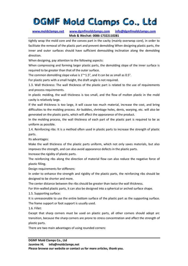 Basic requirements for plastic injection molded part design | PDF