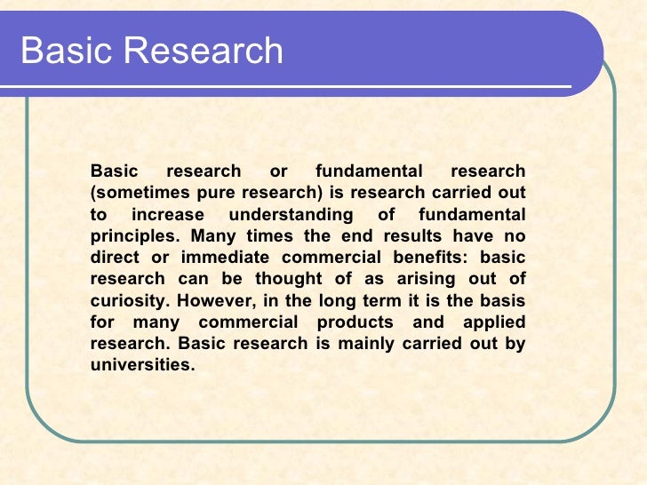Basic Research Basic Research