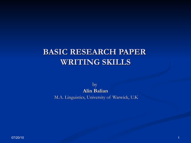 Basic research paper writing skills | PPT