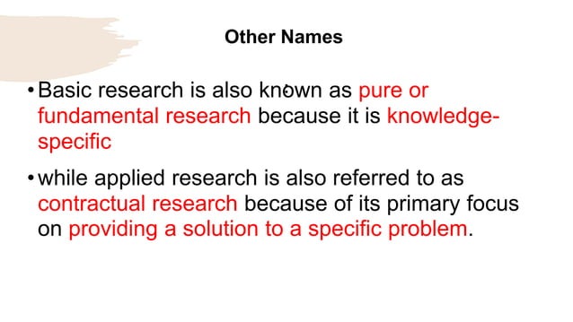 BASIC RESEARCH VS APPLIED RESEARCH.pptx | Undergraduate Education ...