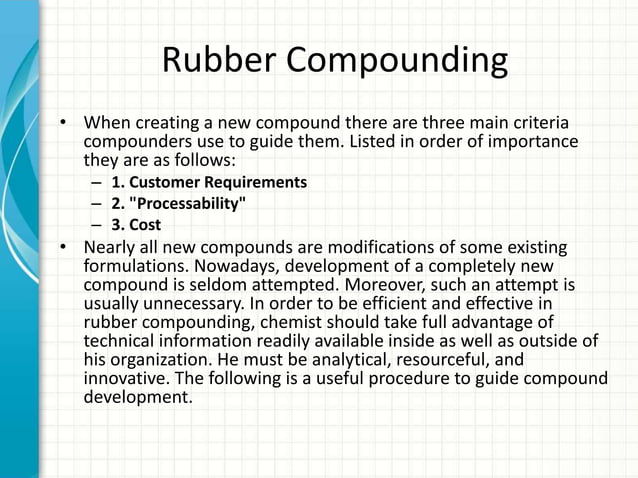 Basic rubber compounding | PPTX | Chemistry | Science