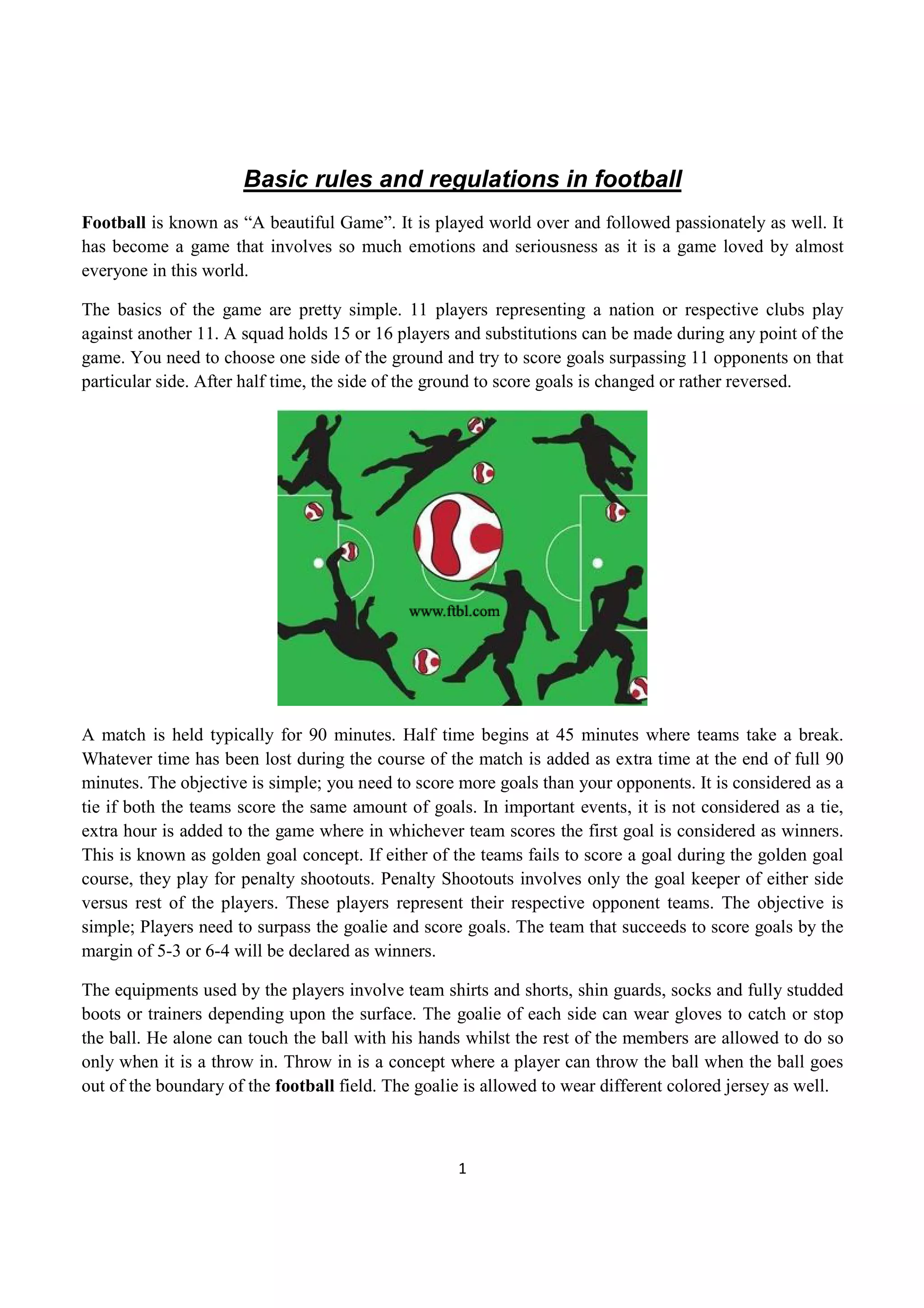 Basic rules and regulations in football | PDF