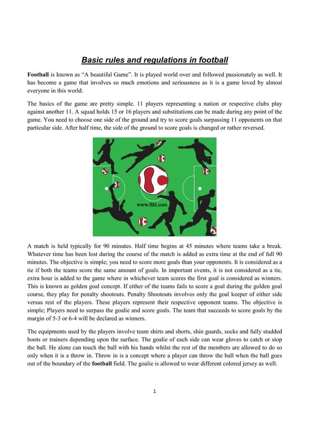 Basic rules and regulations in football | PDF