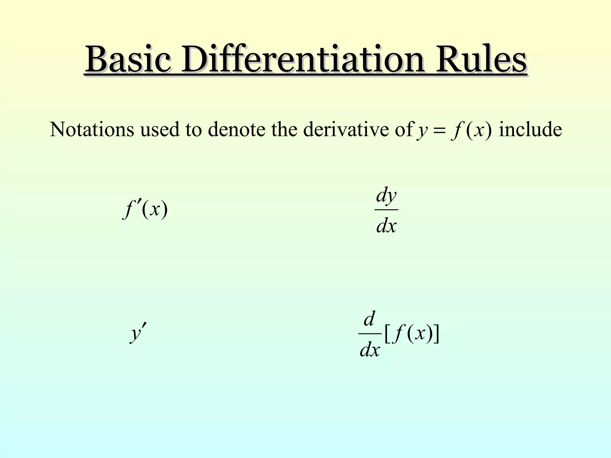 Basic Rules Of Differentiation | PPT