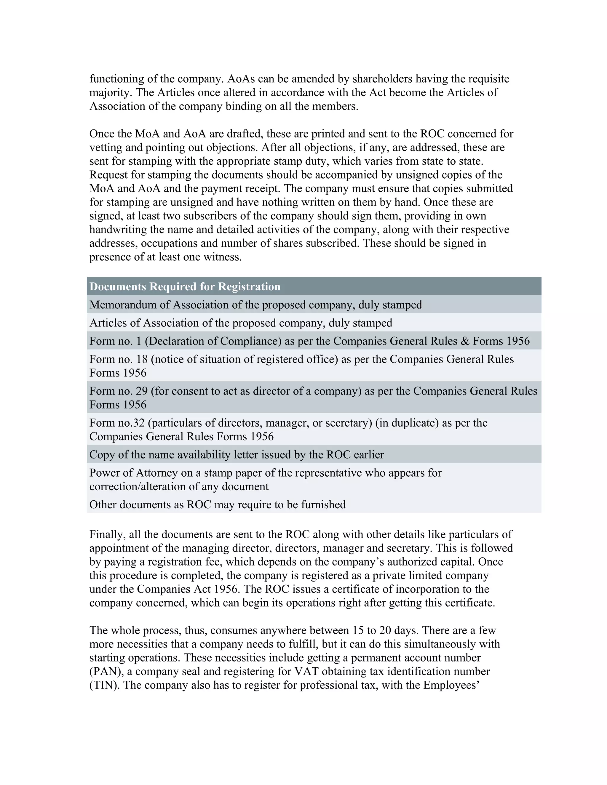 Basics Of Registering A Company | DOC