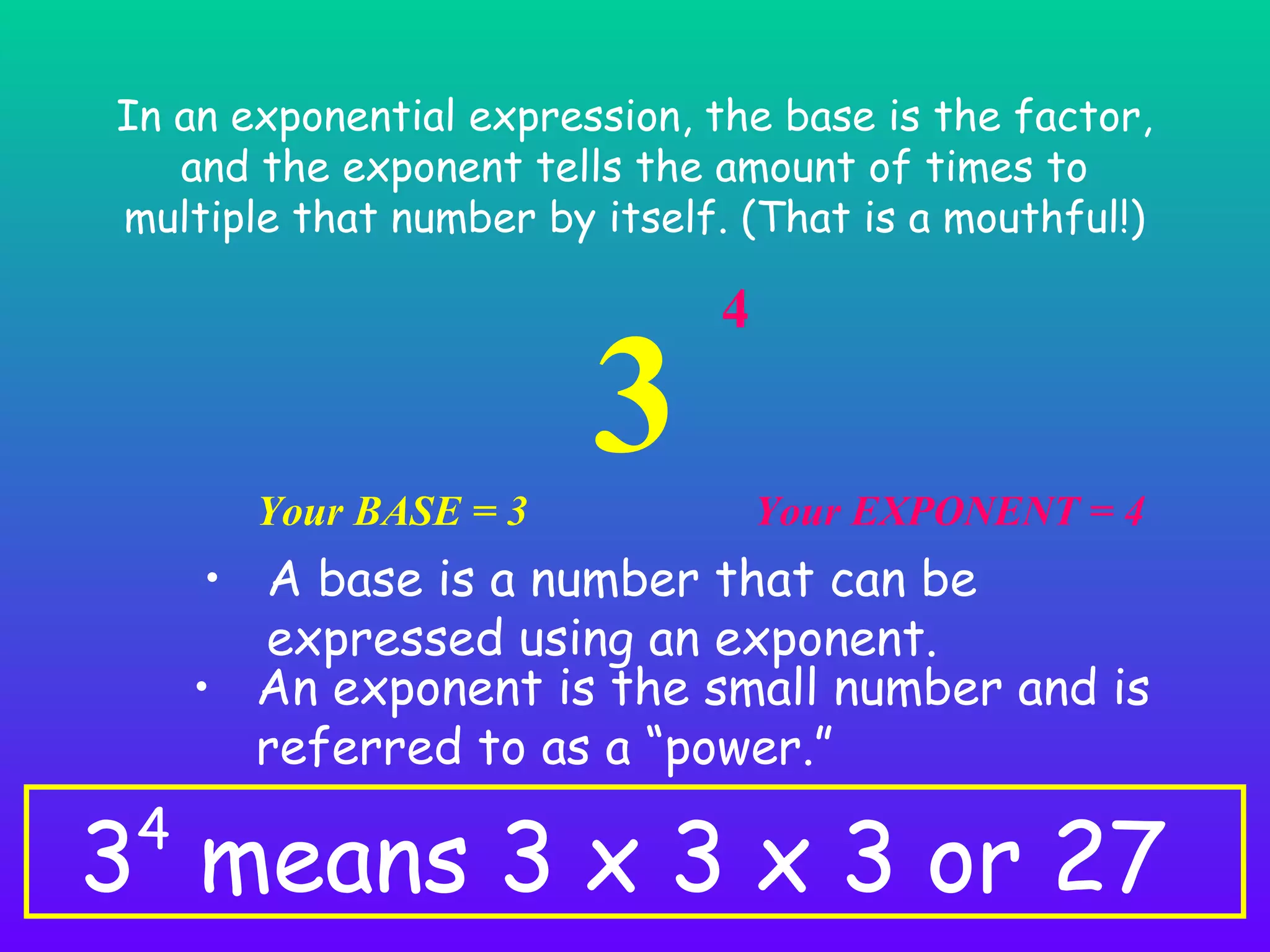 Basics about exponents | PPT