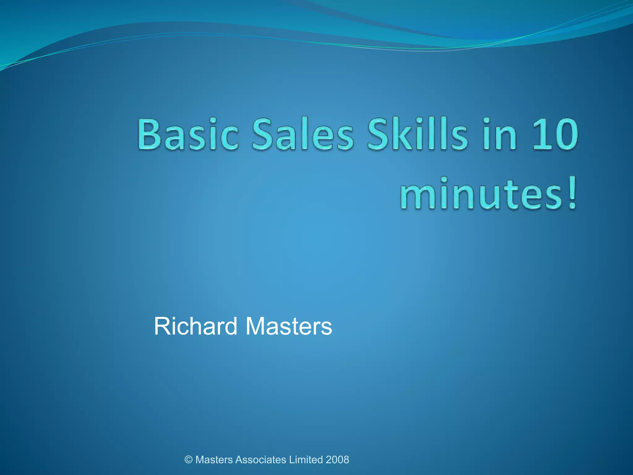 Basic sales skills | PPTX