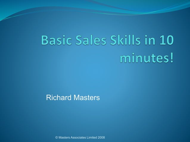 Basic sales skills | PPTX