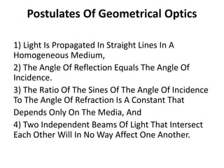 Basics and history of geometrical optics | PPT