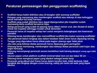 BASIC SCAFFOLDING HEALTH SAFETY ENVIRONMENT COSNTRUCTION | PPT