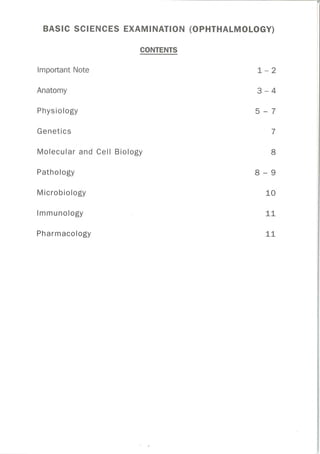 Basic sciences examination (ophthalmology) syllabus | PDF