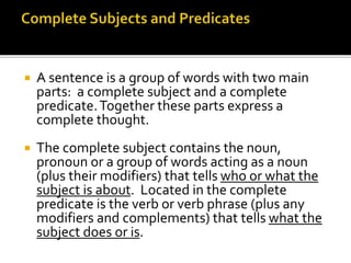 Basic Sentence Parts | PPTX
