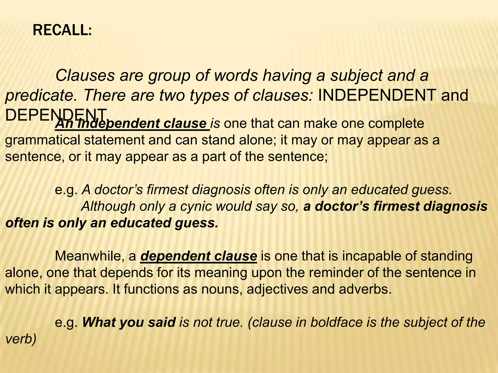 Basic sentence patterns and traditional classification of sentences ...