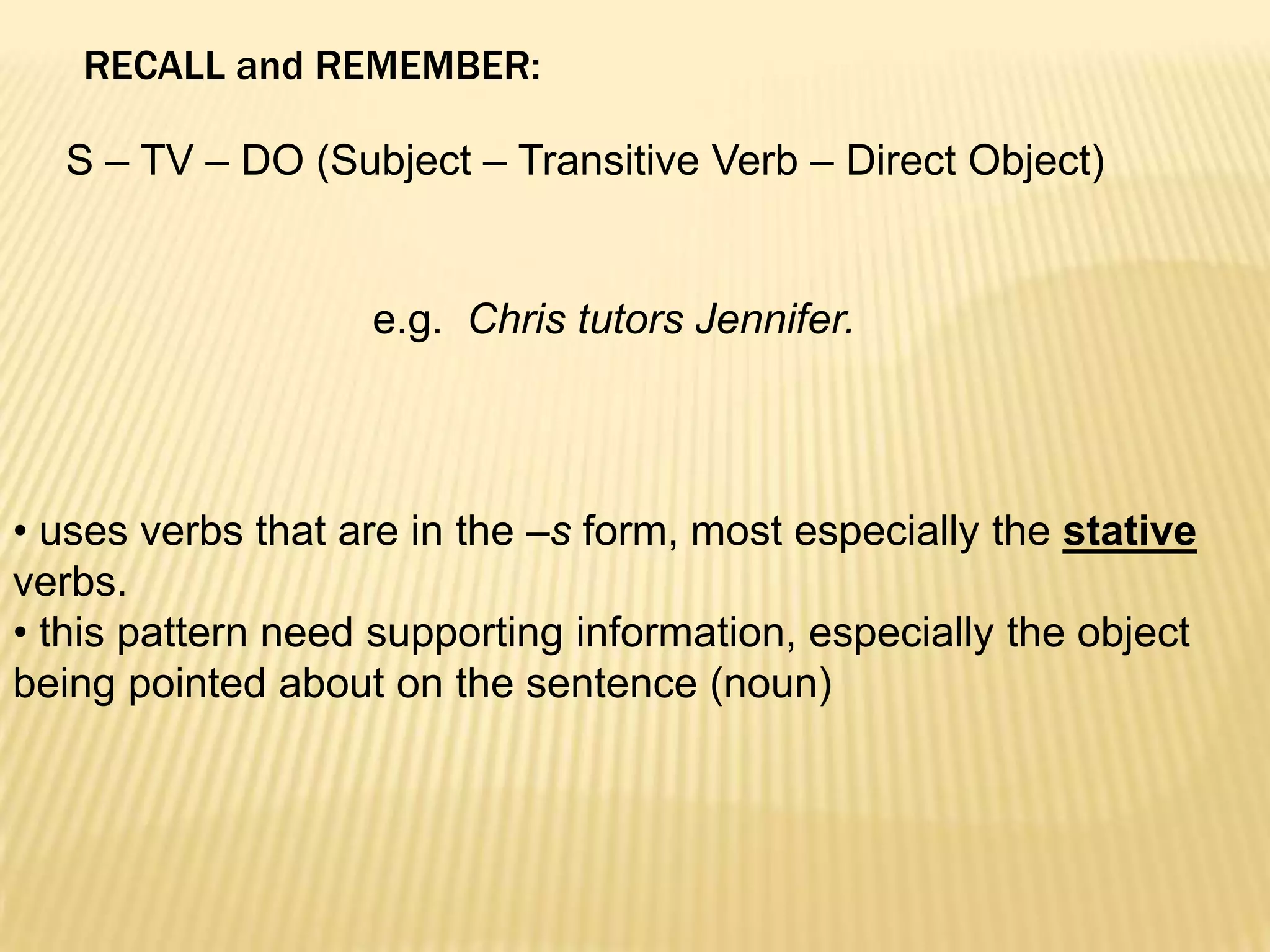 Basic sentence patterns and traditional classification of sentences ...