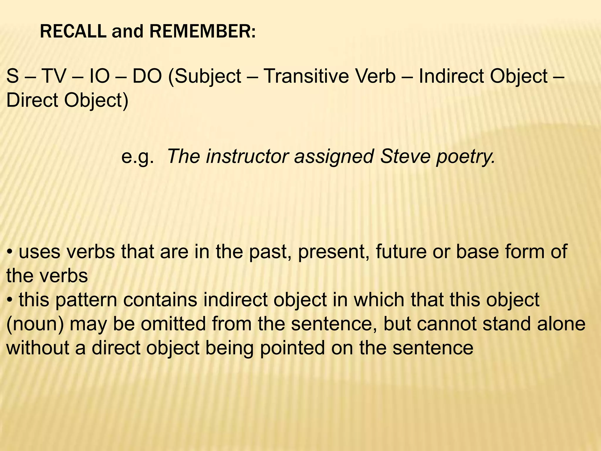 Basic sentence patterns and traditional classification of sentences ...