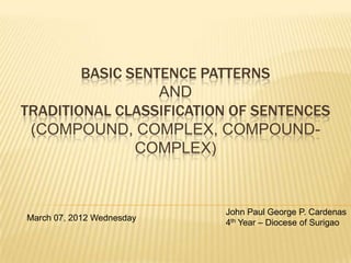Basic sentence patterns and traditional classification of sentences ...