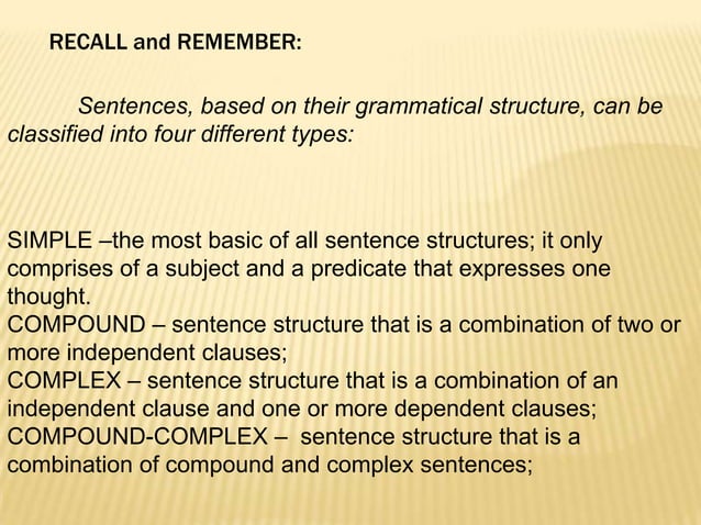 Basic sentence patterns and traditional classification of sentences ...