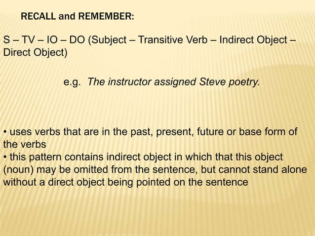 Basic sentence patterns and traditional classification of sentences ...