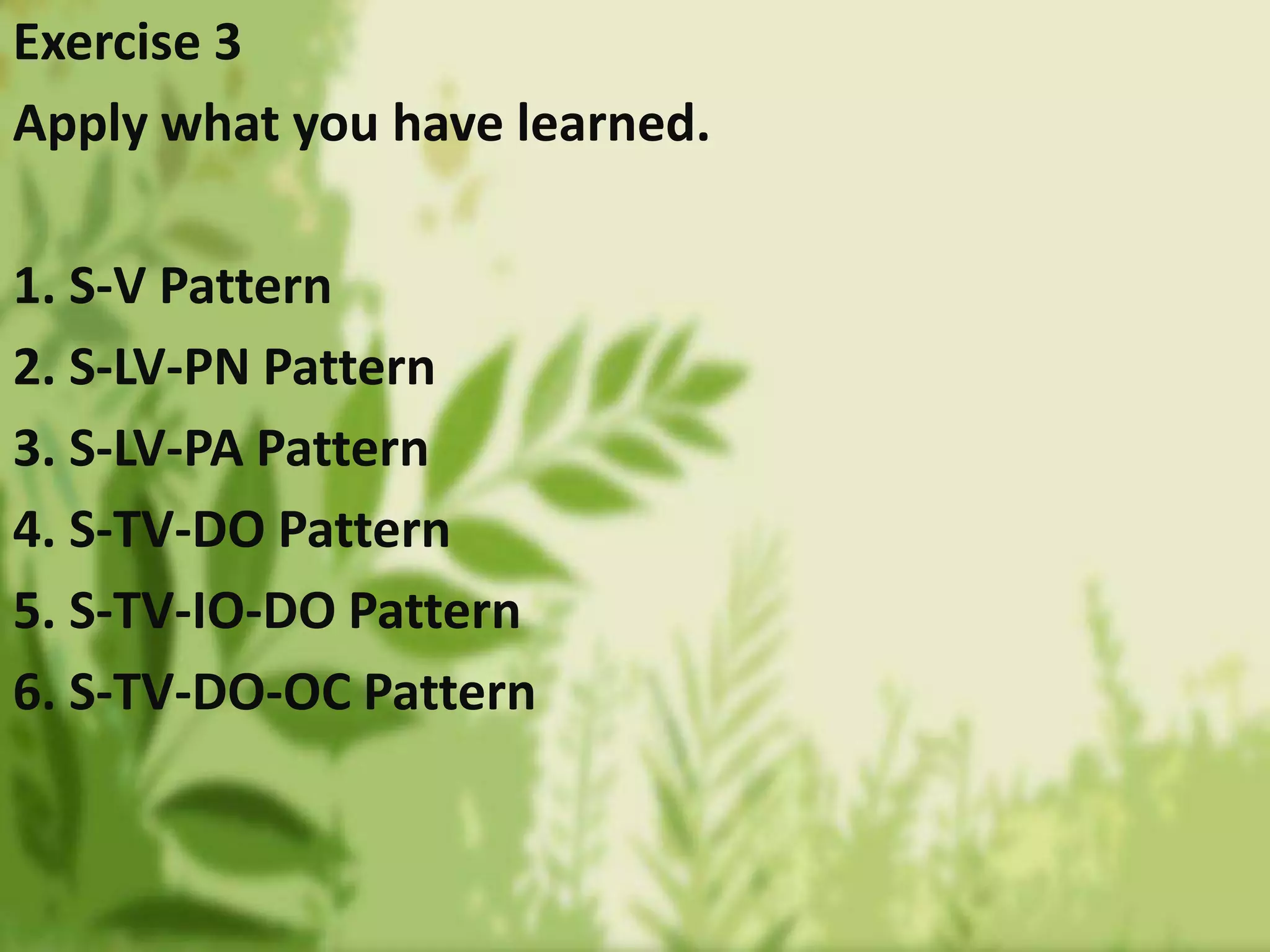 Basic sentence patterns weeheey | PPTX