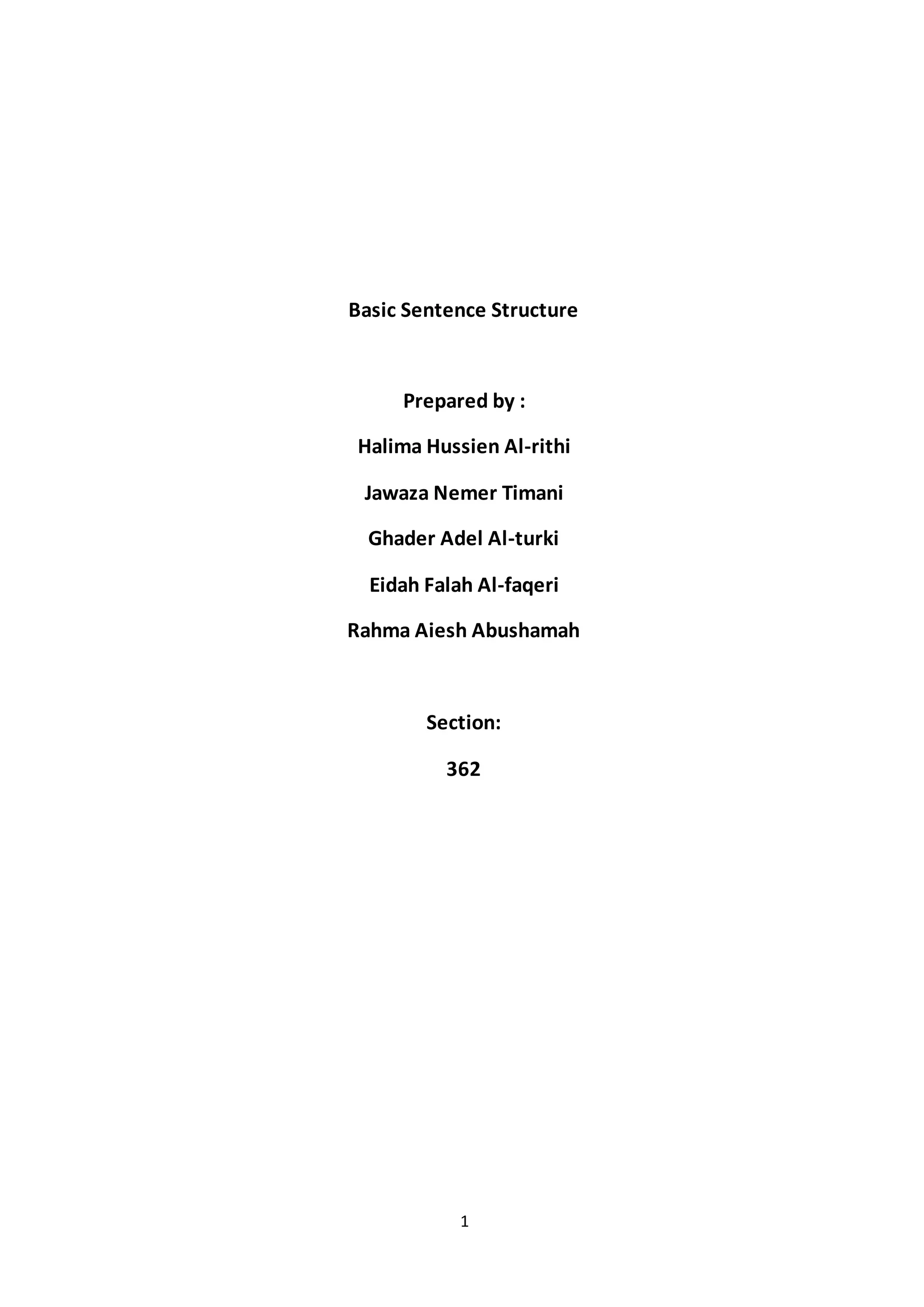 Basic sentence structure | PDF