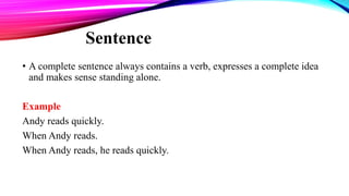 Basic Sentence Structure in English grammar | PPT