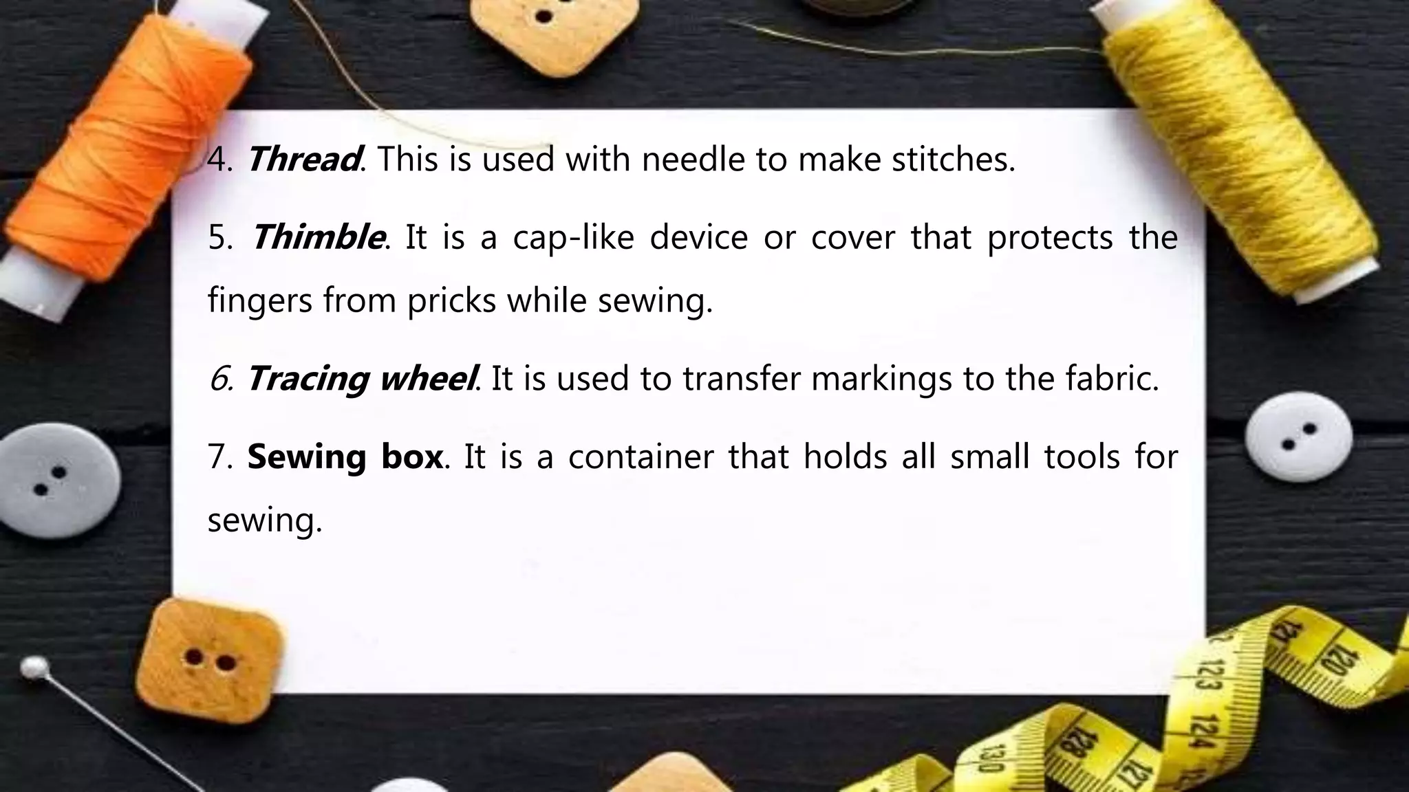 Basic Sewing Tools and Equipment | PPTX