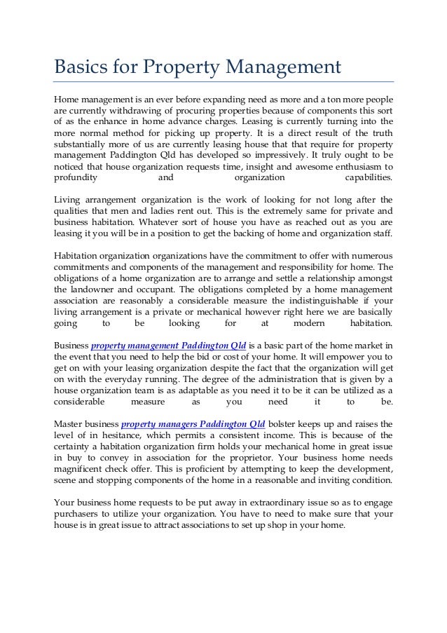 Basics for property management