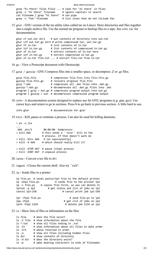 Basic shell commands by Jeremy Sanders | PDF