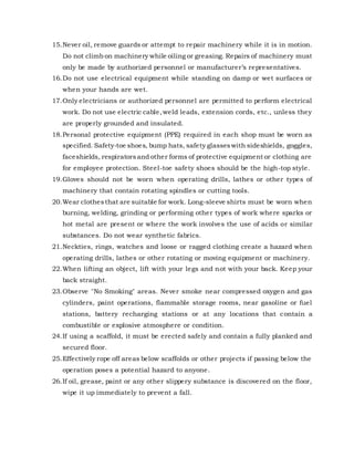 Basic shop safety rules | DOCX