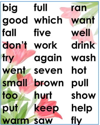Basic sight words(2) | PDF