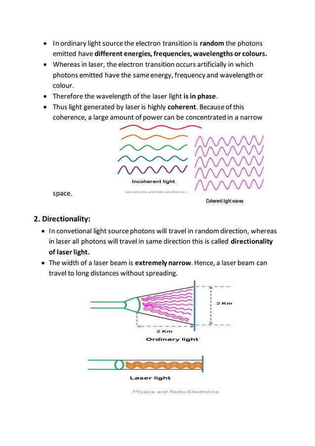 LASERS, CHARACTERISTICS, STIMULATED ABSORPTION, SPONTANEOUS EMISSION ...