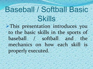 Basic Skills in Baseball | PPTX