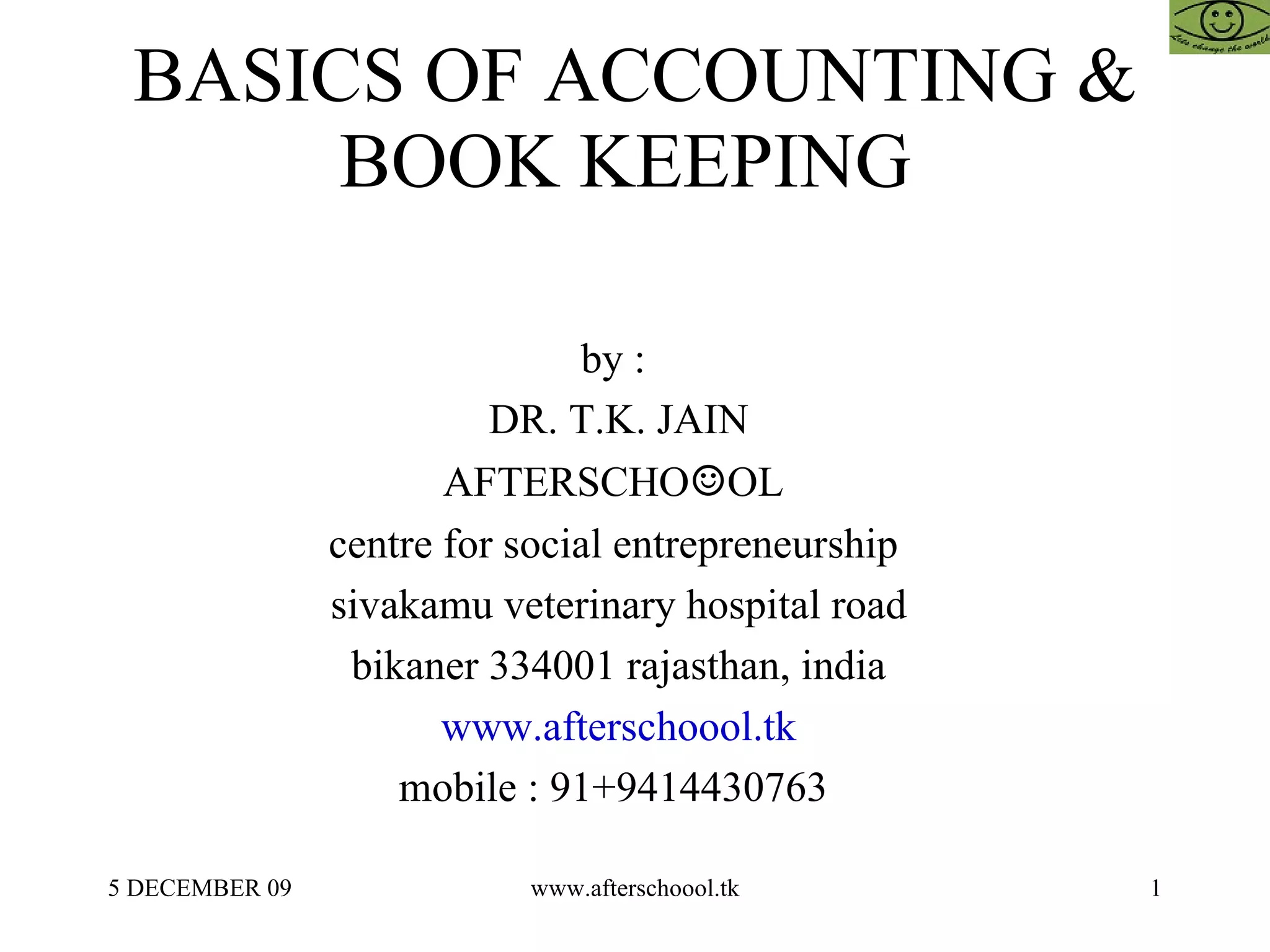 Basics Of Accounting & Book Keeping | ODP