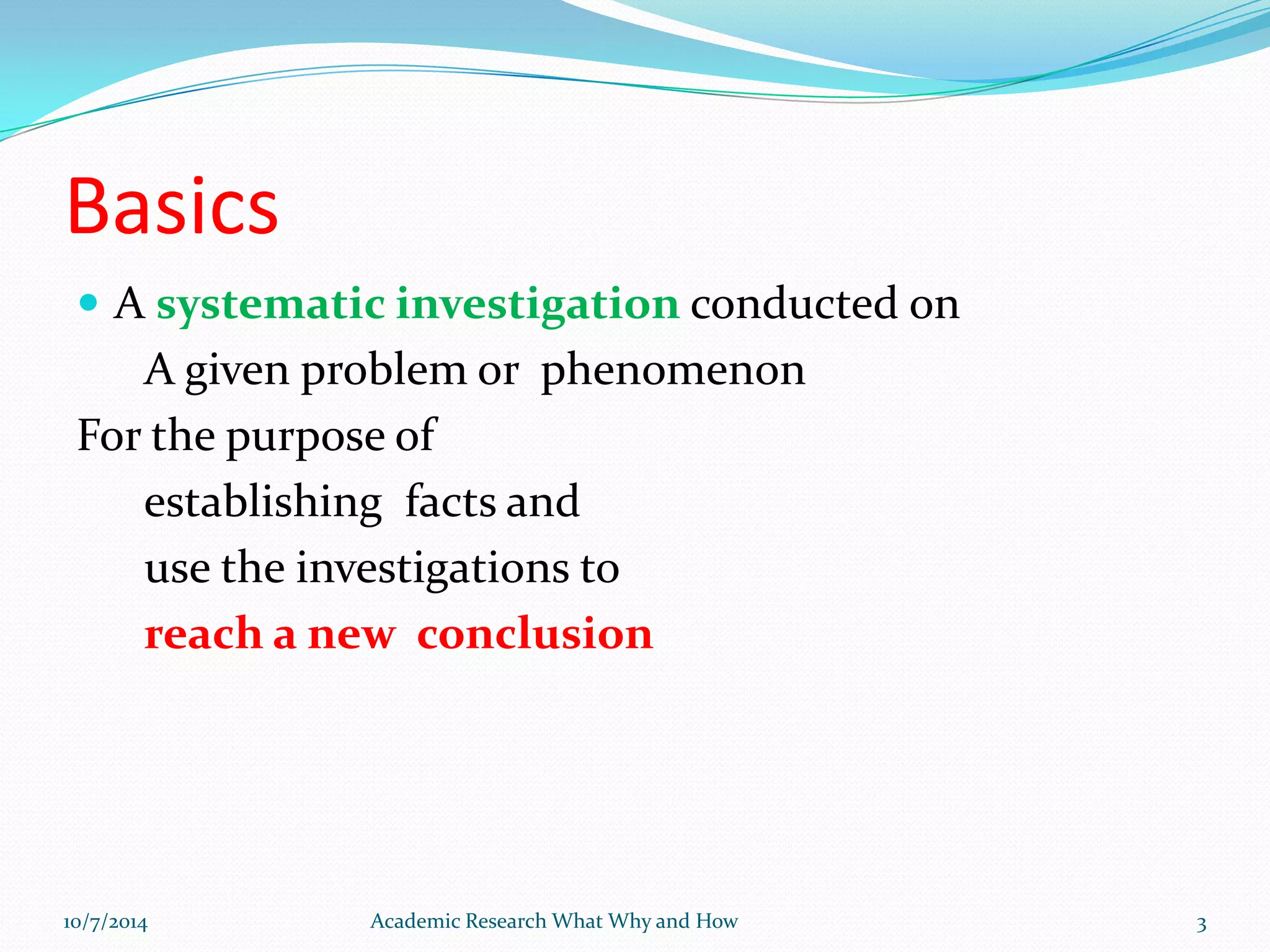 Basics of acedmic research | PDF