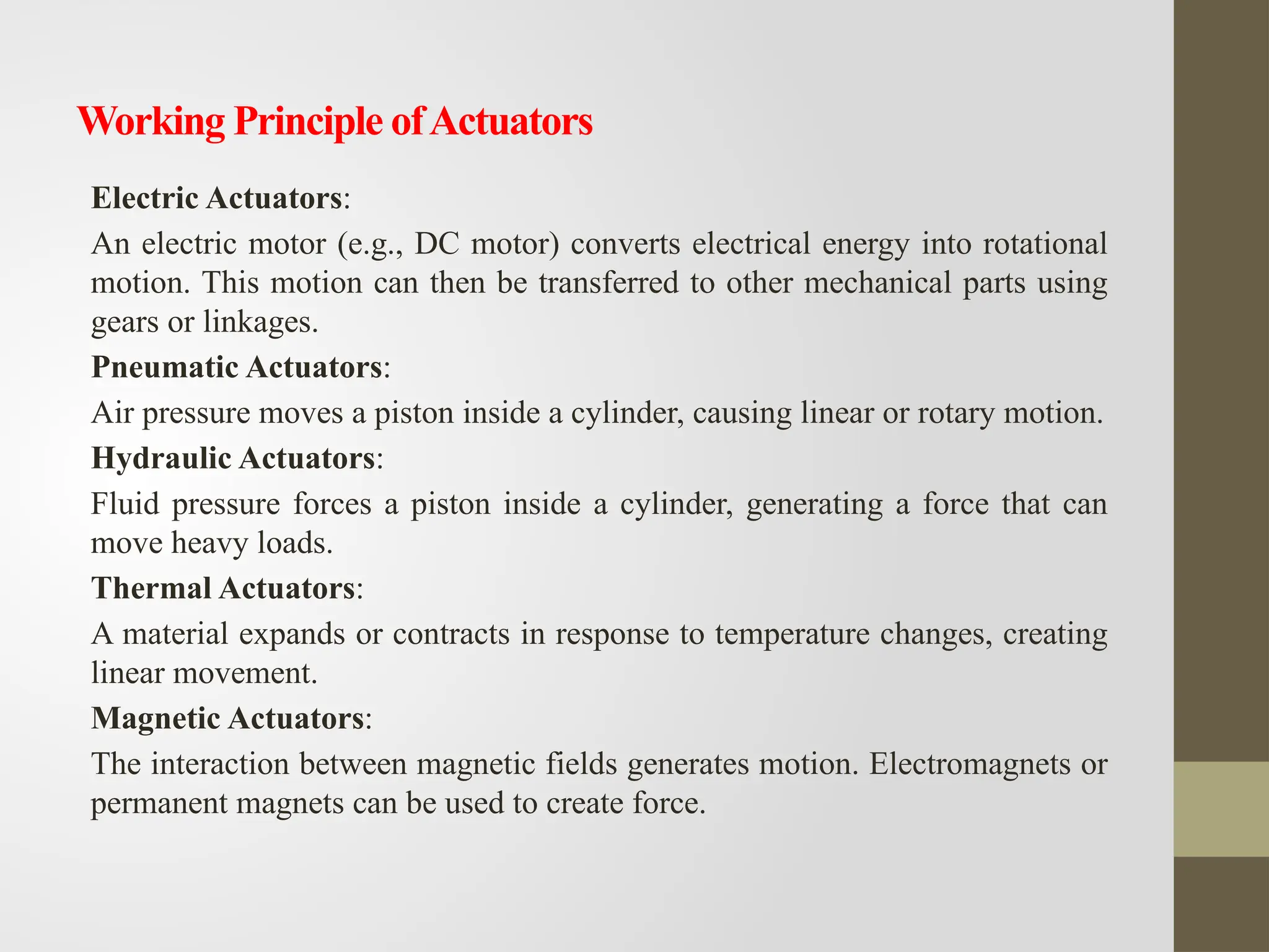 Basics of Actuation System - Examples and Applications | PPTX