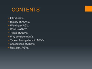 Basics of AGVs (Automated guided vehicles) | PPTX