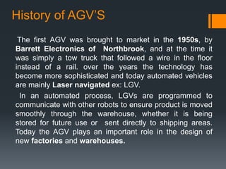 Basics of AGVs (Automated guided vehicles) | PPTX