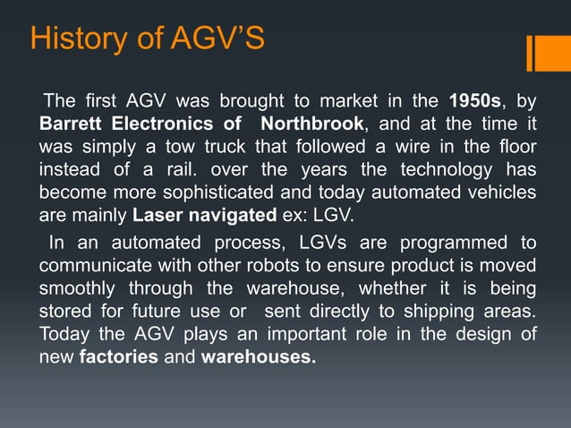Basics of AGVs (Automated guided vehicles) | PPTX