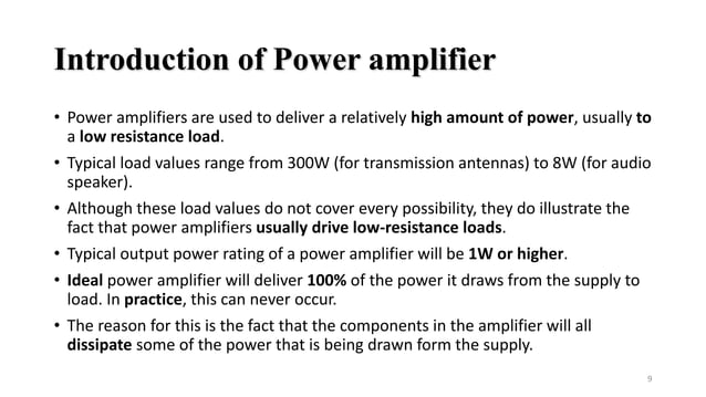 Basics of amplifier.ppt | Digital Audio | Computer Software and Applications