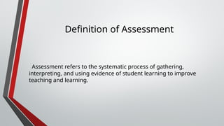 PPT Basics of assessment.pptx- Assessment for Learning | PPTX