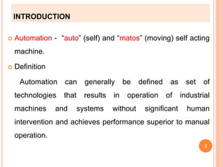 Basics of automation | PPTX | Robotics | Technology & Computing