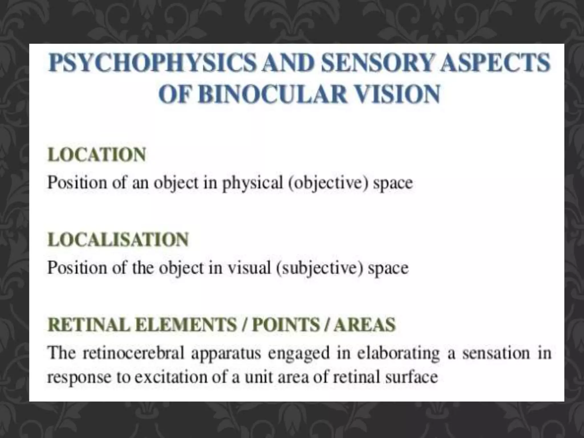 BASICS OF BINOCULAR VISION----1.pptx | Eye and Vision Conditions | Diseases and Conditions