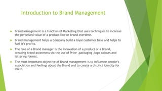 Basics Of Brand Management - an overview of it | PPT