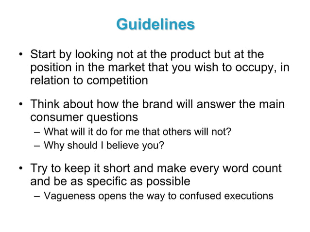 Basics of brand positioning